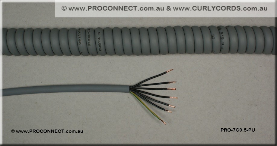 Power and Control Curly Cords – PUR Grey | www.PROCONNECT.com.au